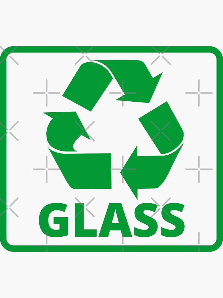 "Recycling glass Bin Signs" Sticker for Sale by noyomiart | Redbubble