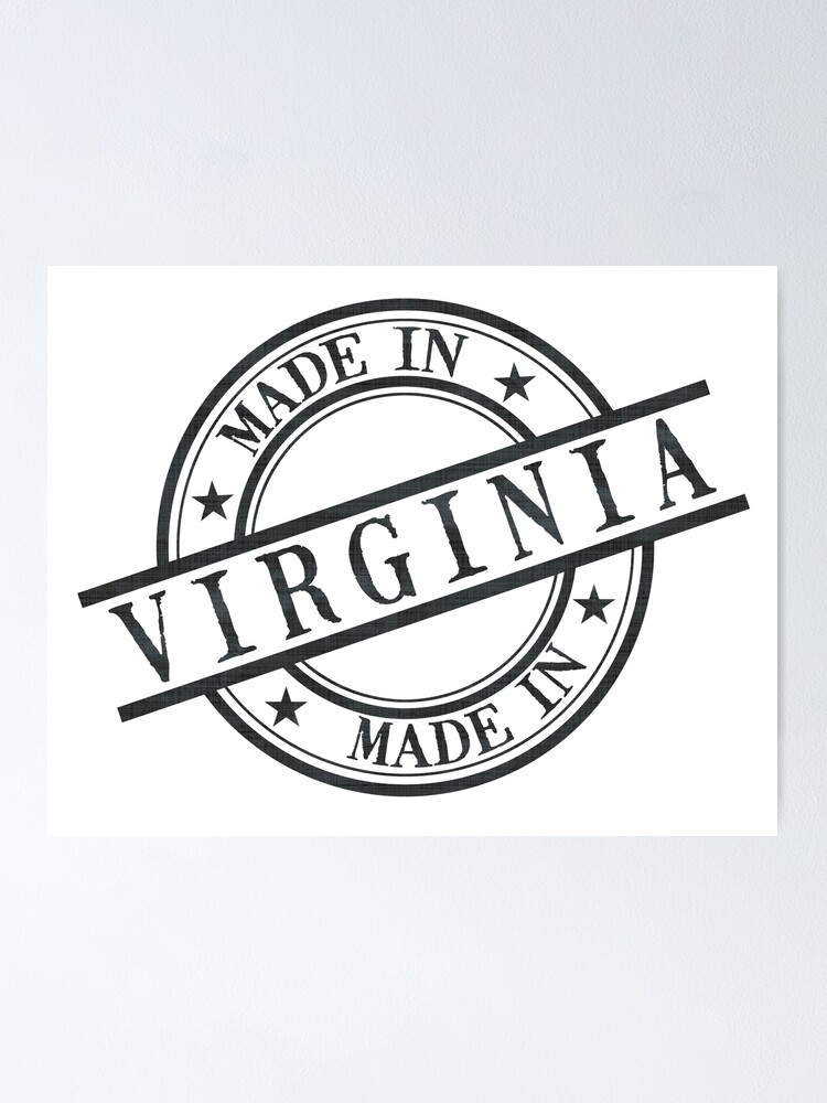 "Made In Virginia Stamp Style Logo Symbol Black" Poster by surgedesigns ...