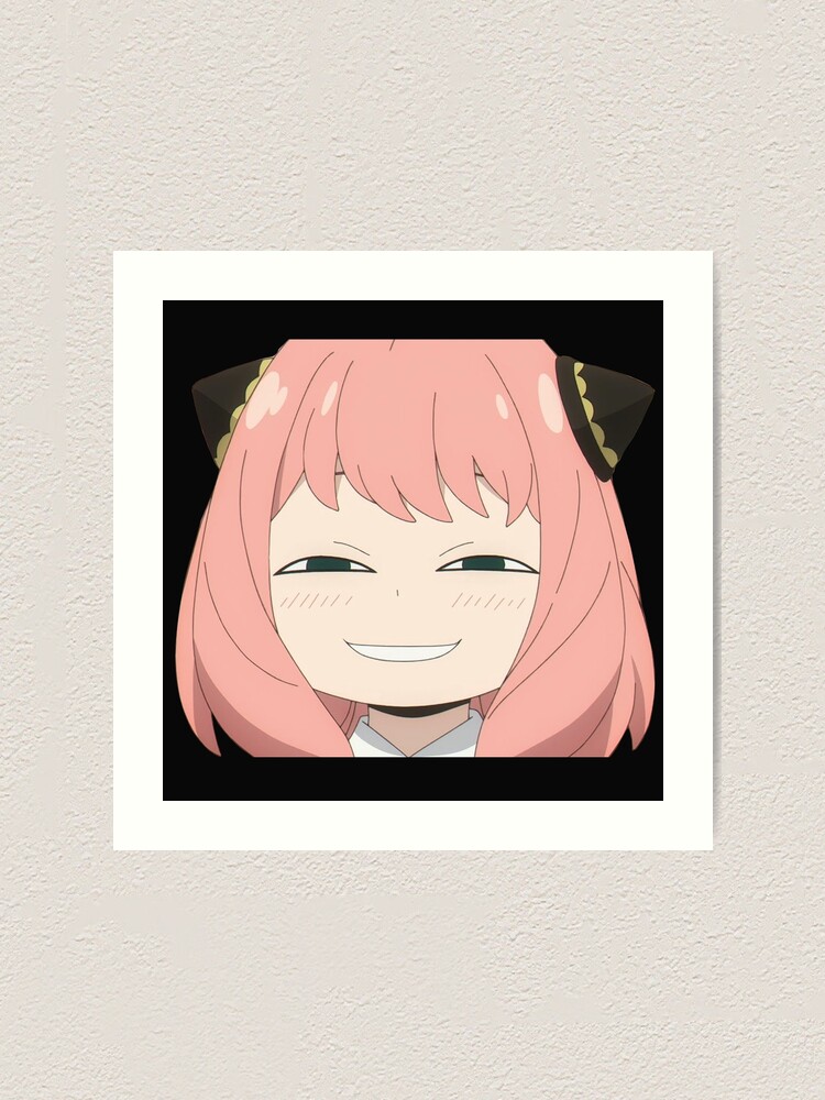 "Spy X Family Anya Forger Funny Smug Evil Grin Heh Face" Art Print for ...