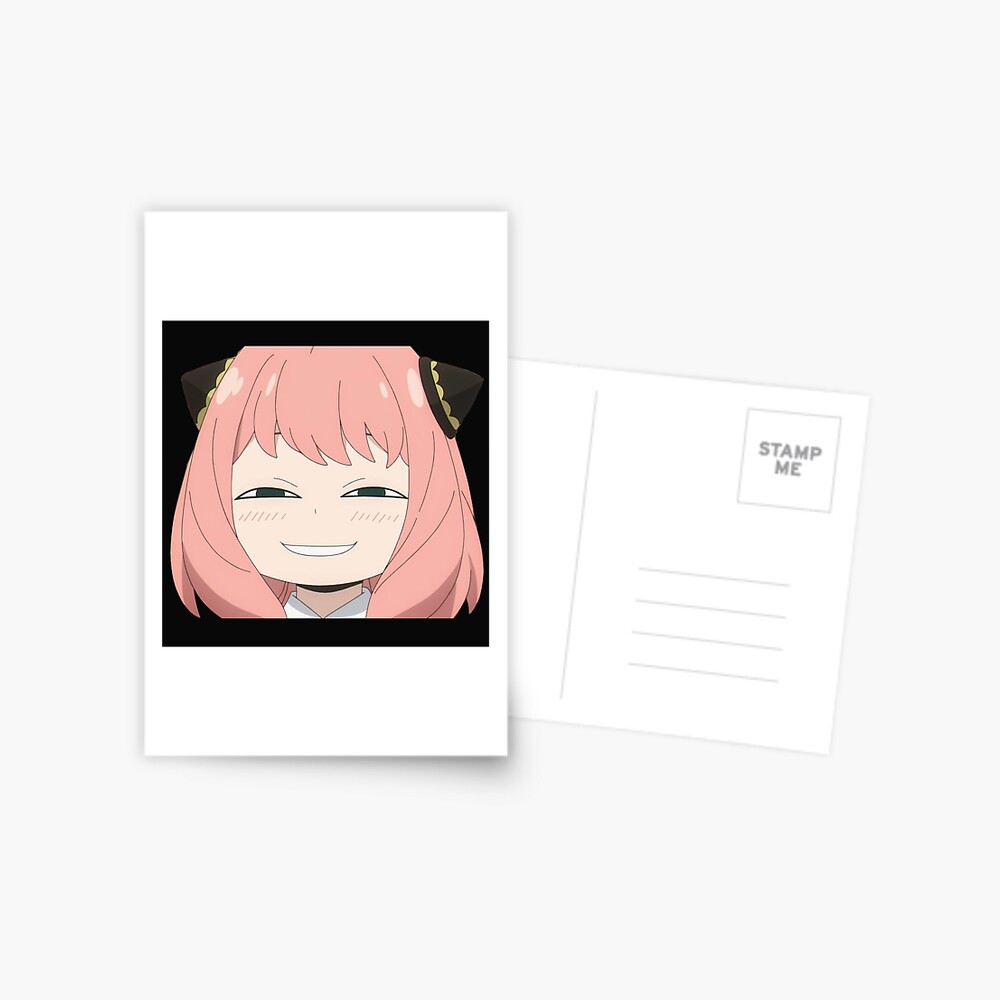 "Spy X Family Anya Forger Funny Smug Evil Grin Heh Face" Postcard for ...
