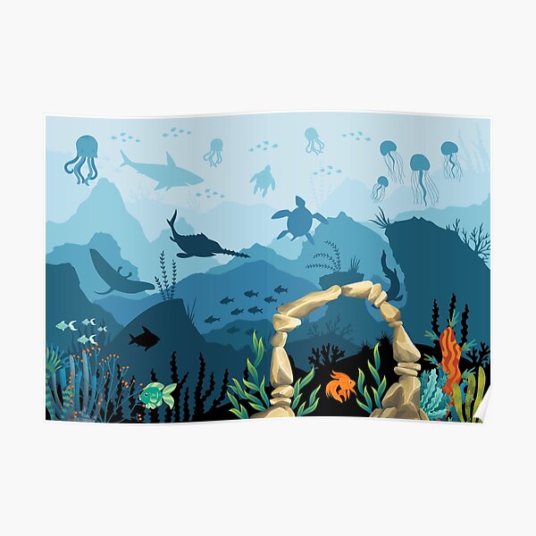 "save aquatic life, save reef world" Poster for Sale by huape | Redbubble