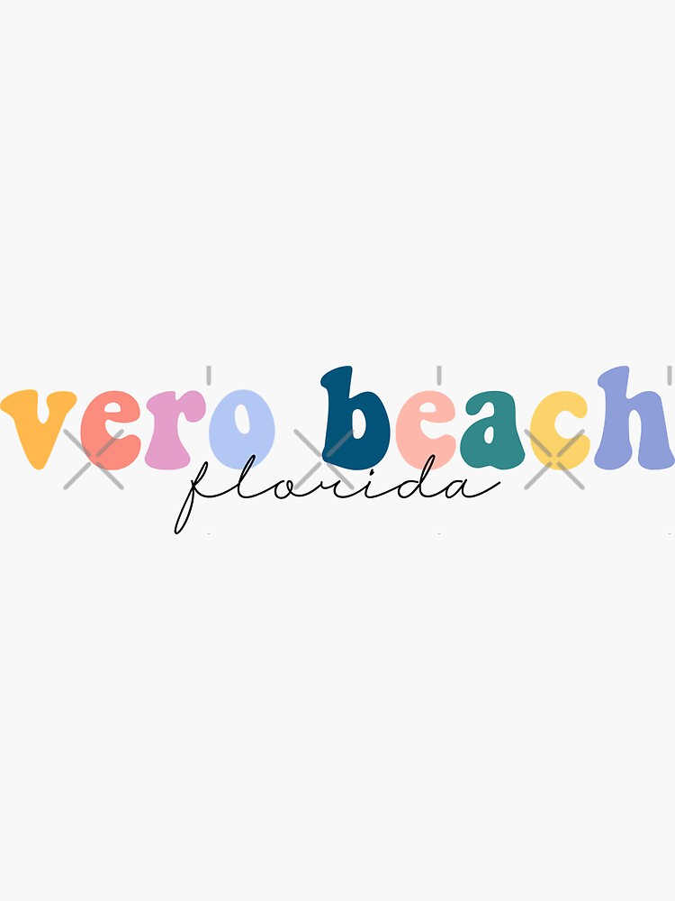 "Vero Beach Florida Groovy Rainbow Pastel Lettering" Sticker for Sale ...
