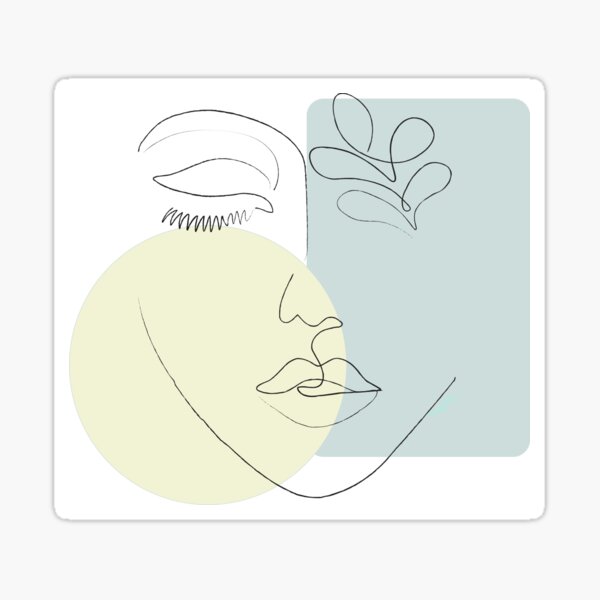 "One line face" Sticker for Sale by Korla | Redbubble