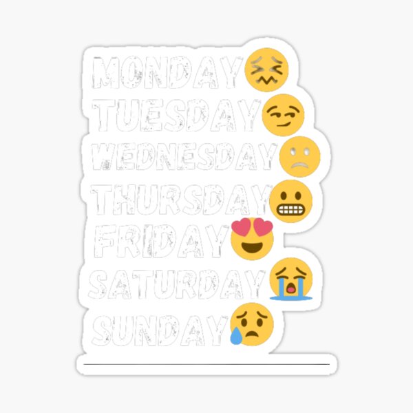 "Moods of the Week Expressed Through Emojis" Sticker by NadiaDesignsin ...
