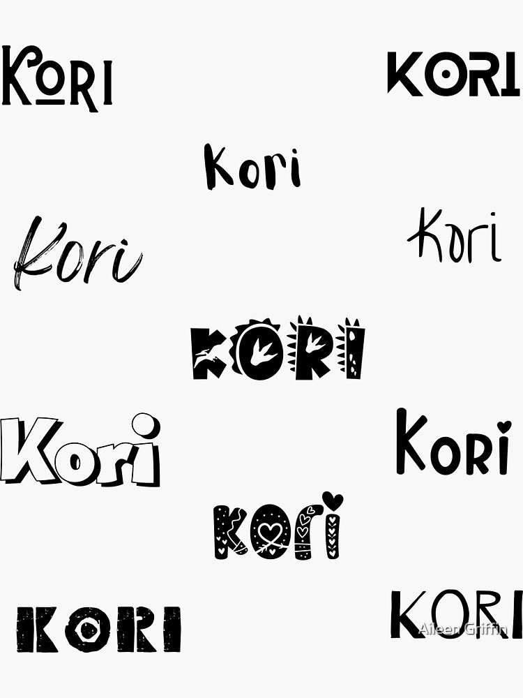 "Kori stickers in 10 different fonts" Sticker for Sale by magleen ...
