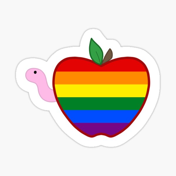 "Worm in a Rainbow Apple" Sticker for Sale by Hollyheart1 | Redbubble