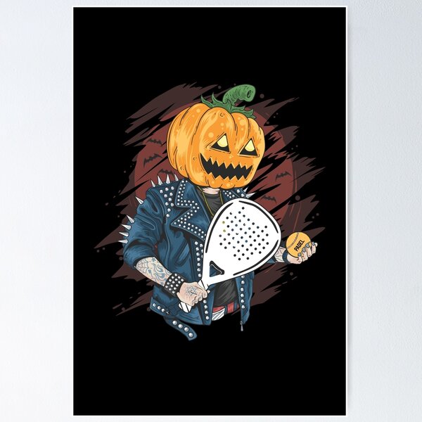 "Padel Halloween Pumpkin holding a Paddle Tennis Racket" Poster for ...