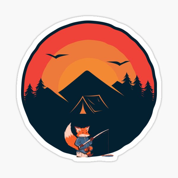 "The Fishing Fox" Sticker by littlebeebee | Redbubble