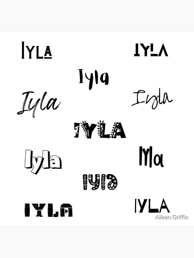 "Iyla stickers in 10 different fonts" Poster for Sale by magleen ...