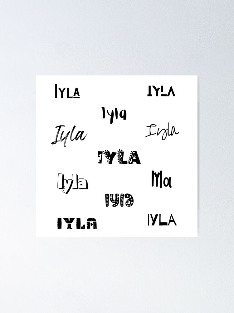 "Iyla stickers in 10 different fonts" Poster for Sale by magleen ...