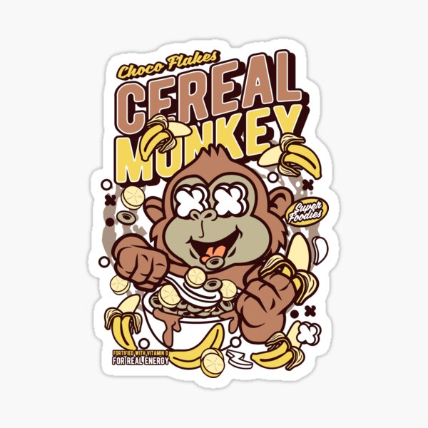 "cereal monkey" Sticker for Sale by ItachiHisoka92 | Redbubble
