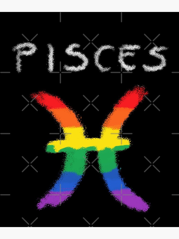 Pisces Zodiac Sign Gay Lesbian Lgbt Pride Rainbow Flag Poster For
