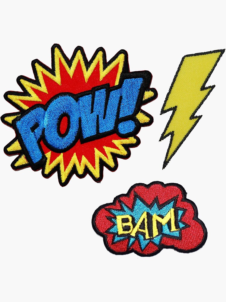 "Comic Patches" Sticker for Sale by jacqs | Redbubble
