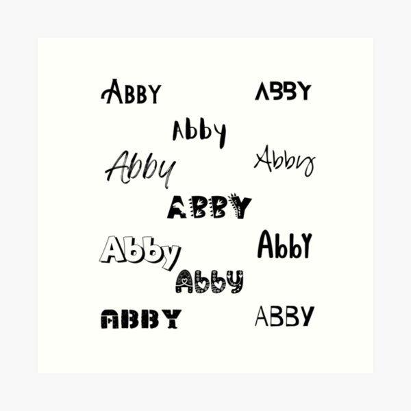 "Abby stickers in 10 different fonts" Art Print for Sale by magleen ...