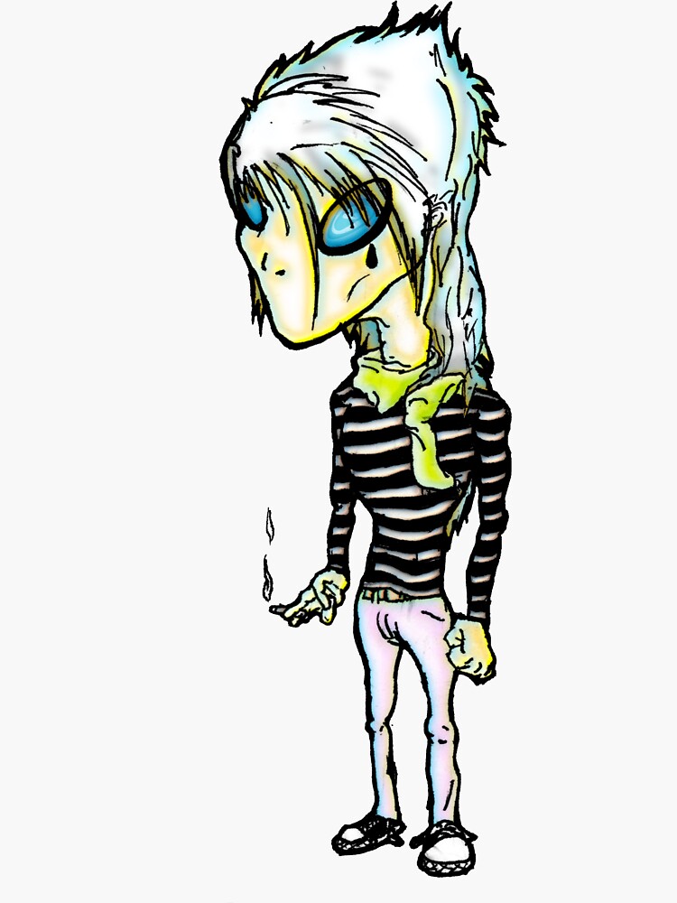 "Emo Alien (Black)" Sticker for Sale by OdonisOrphane | Redbubble
