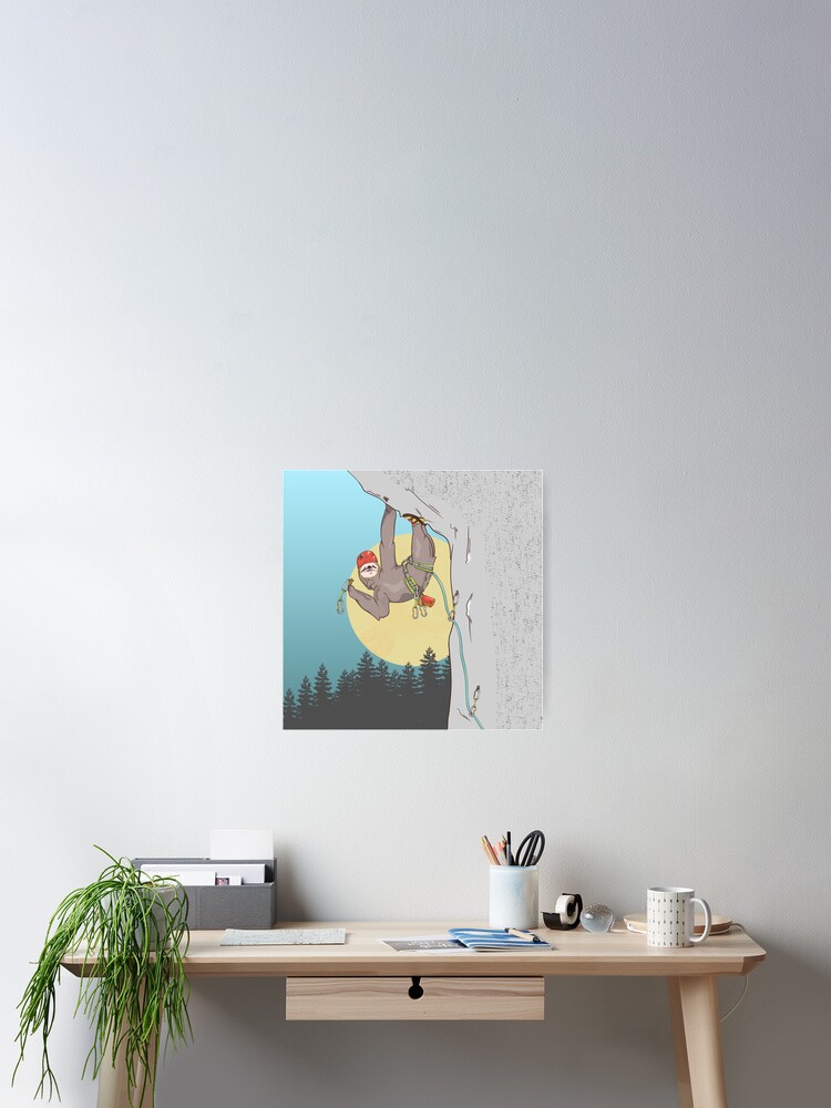 "Sloth rock climbing" Poster for Sale by piedaydesigns | Redbubble