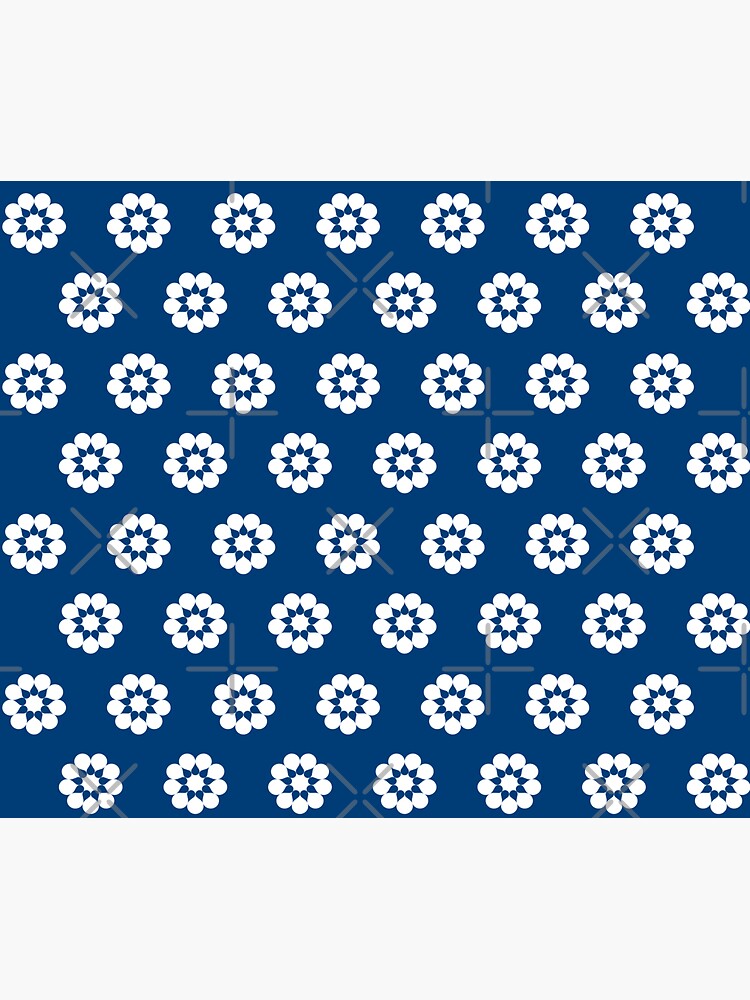 "White Flower Blossoms On Rotary Blue Background" Sticker for Sale by ...