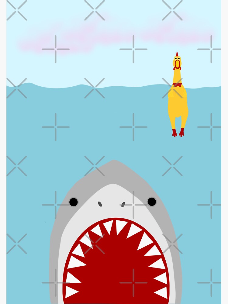 "Cute Hungry Shark and Scared Rubber Chicken " Sticker for Sale by ...