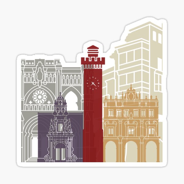"Cuenca skyline poster " Sticker for Sale by paulrommer | Redbubble