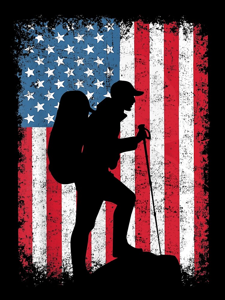 "American Flag Hiking USA Flag" Poster for Sale by MeaganJacobi | Redbubble