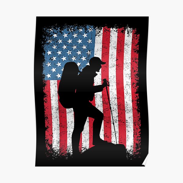 "American Flag Hiking USA Flag" Poster for Sale by MeaganJacobi | Redbubble