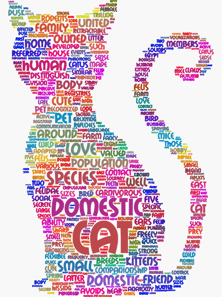 "Cat Kitten Silhouette Shape Text Word Cloud " Sticker for Sale by ...