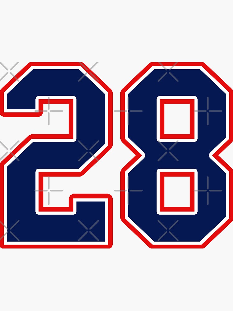 "Number Twenty Eight 28 Sports Jersey" Sticker for Sale by MSBDesign ...