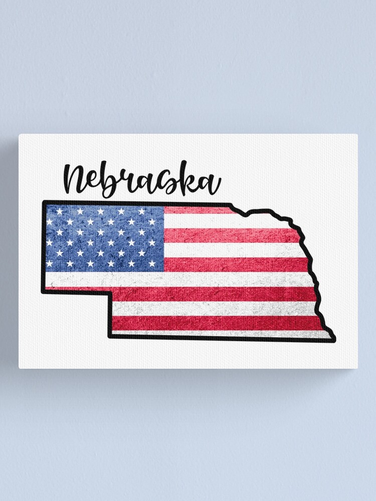 "Nebraska State Outline with Patriotic USA American Flag" Canvas Print ...