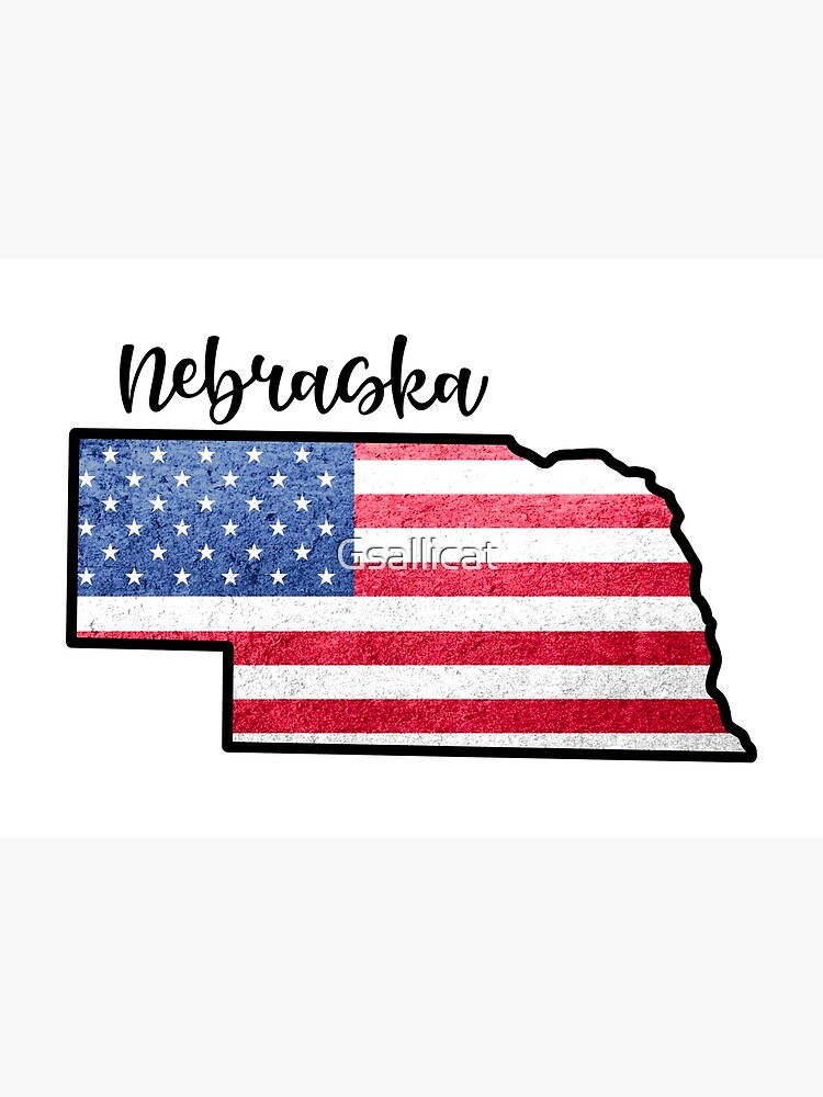 "Nebraska State Outline with Patriotic USA American Flag" Canvas Print ...
