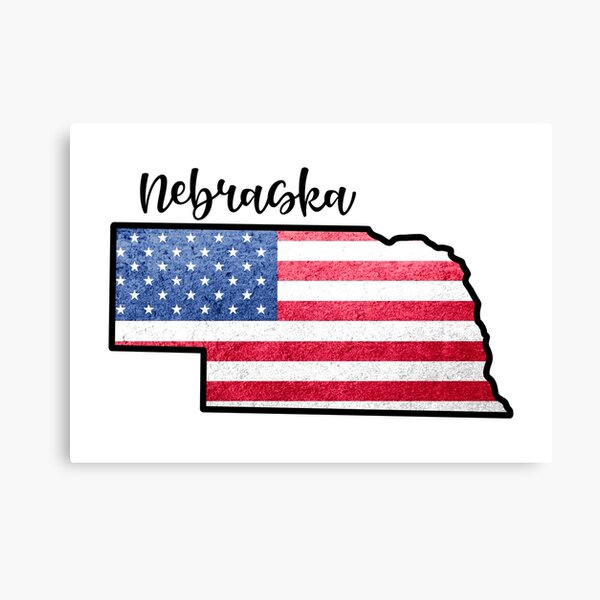 "Nebraska State Outline with Patriotic USA American Flag" Canvas Print ...