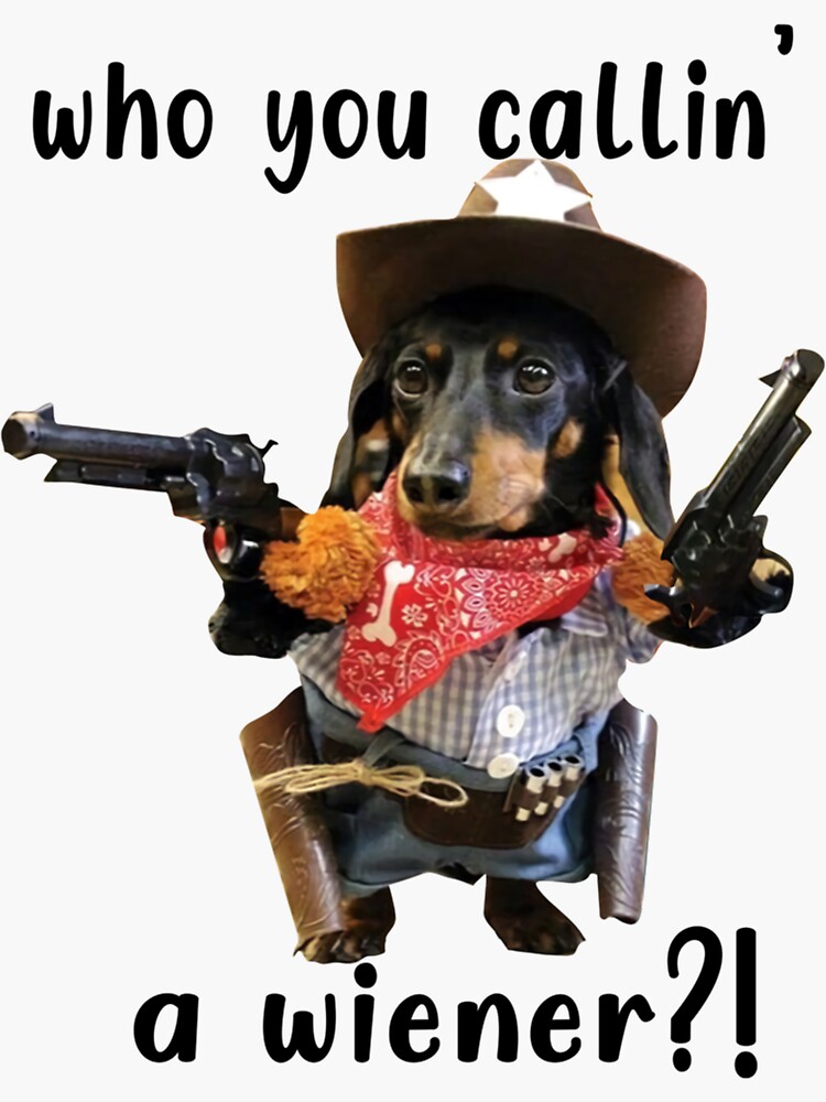 "Retro Dachshund Cowboy Who You Call A Wiener Western Cowboys " Sticker ...