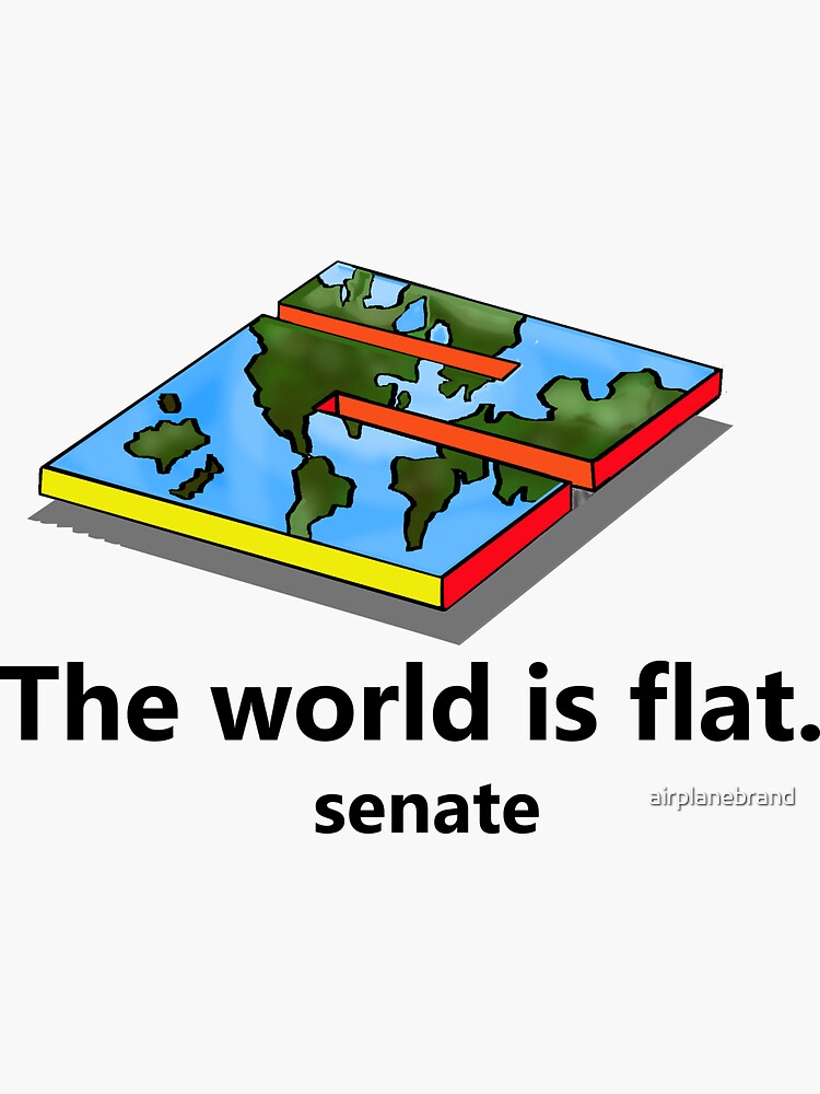 "senate skate-the world is flat" Sticker for Sale by airplanebrand ...