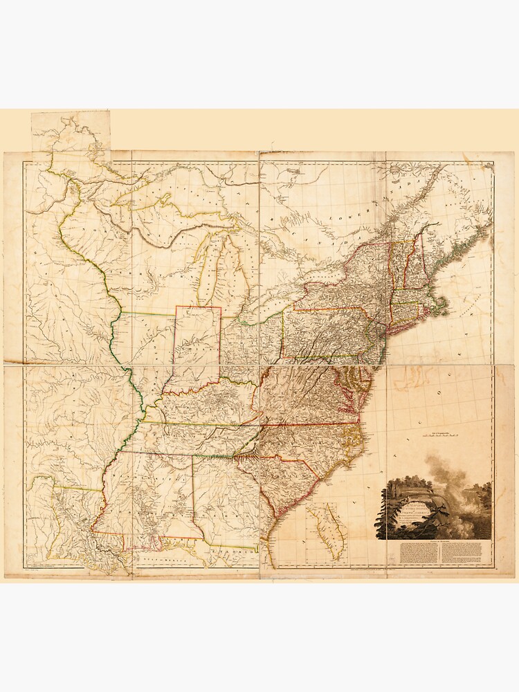 Pegatina «Mapa de los Estados Unidos de América del Norte (1819)» de ...