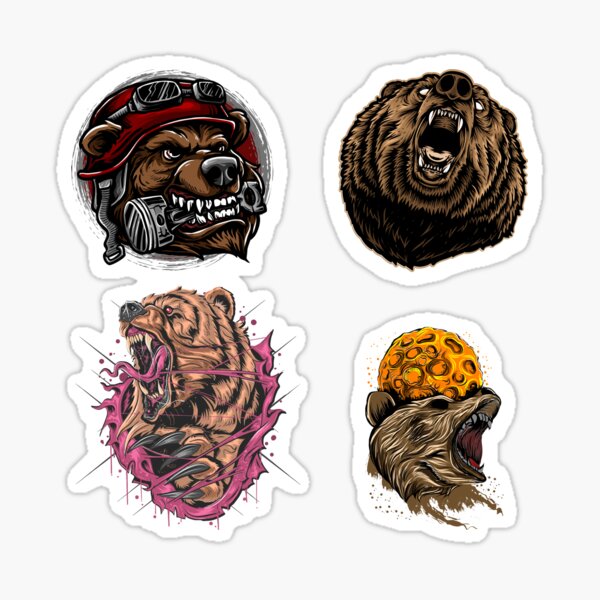 "Realistic bear logos" Sticker by Starcavedori | Redbubble