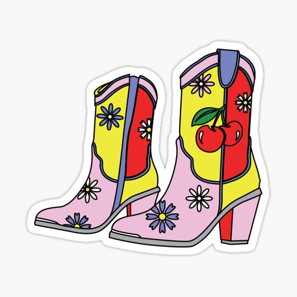 "cherry cowgirl boots" Sticker for Sale by gooddaygraphix | Redbubble