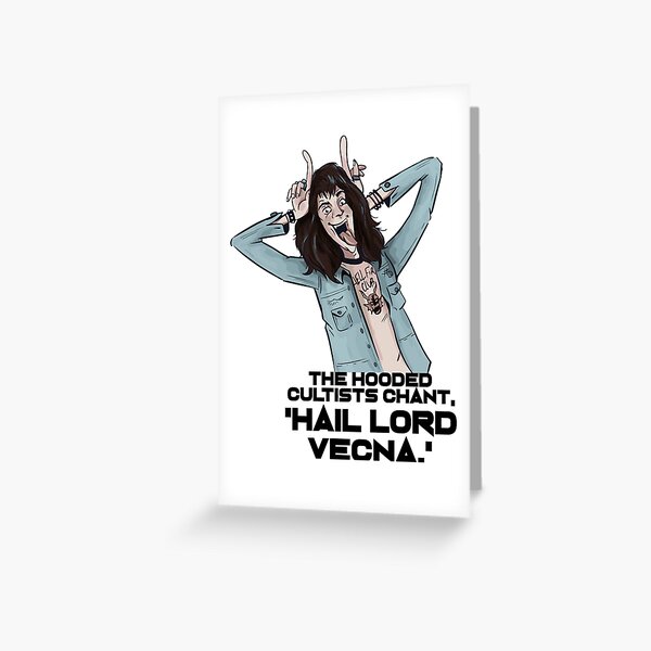 "Eddie Munson Stranger Things - Quote hail Lord Vecna" Greeting Card ...