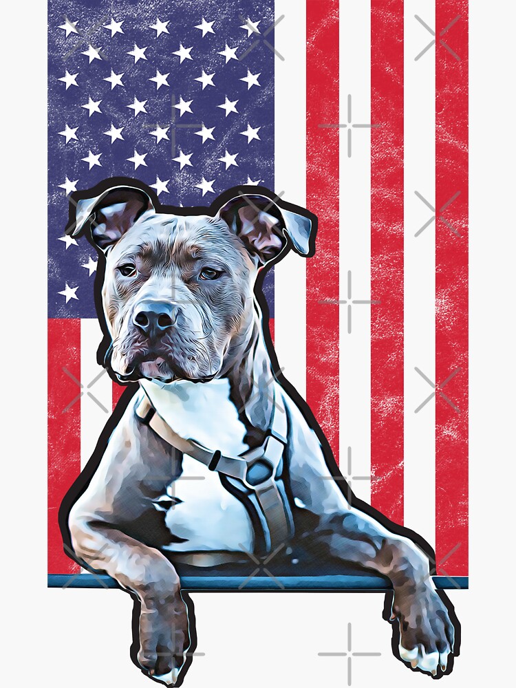 "Pitbull American Flag - 4th of July" Sticker for Sale by csoDesign ...