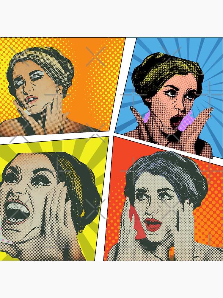 "Pop art comic lady" Sticker for Sale by RecStore | Redbubble