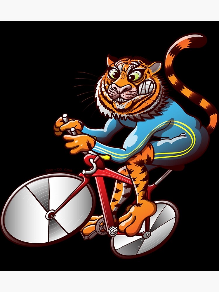 "Cycling Tiger Riding A Racing Bicycle Sticker" Poster for Sale by ...