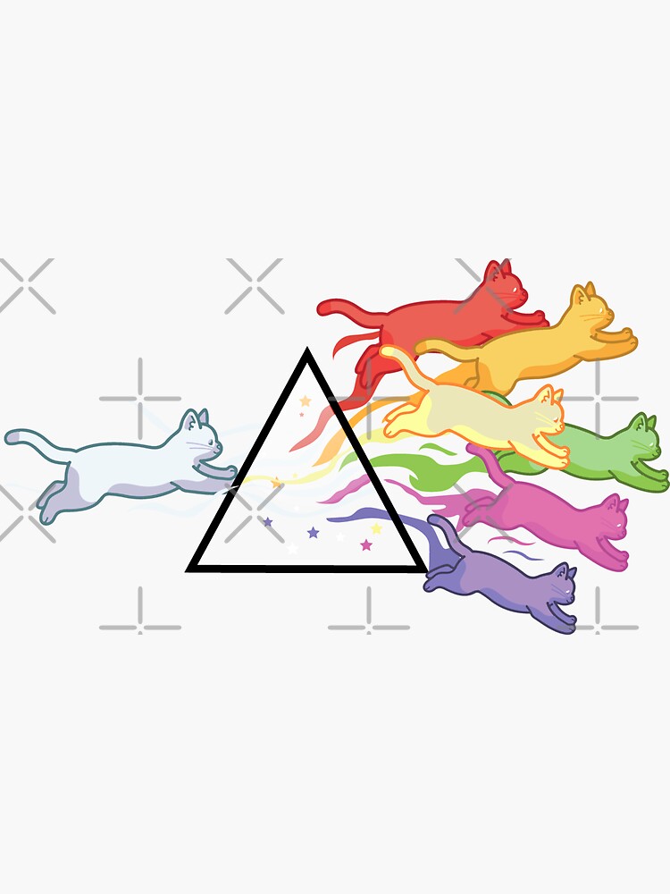 "Cat Prism Rainbow Light Funny Physics Science Spectral Cat" Sticker ...