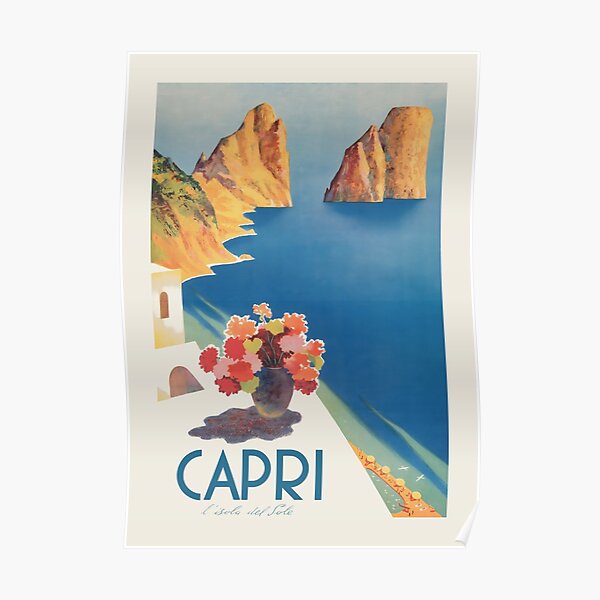 "Capri, Island Of The Sun - Vintage italian travel poster, 1952" Poster ...