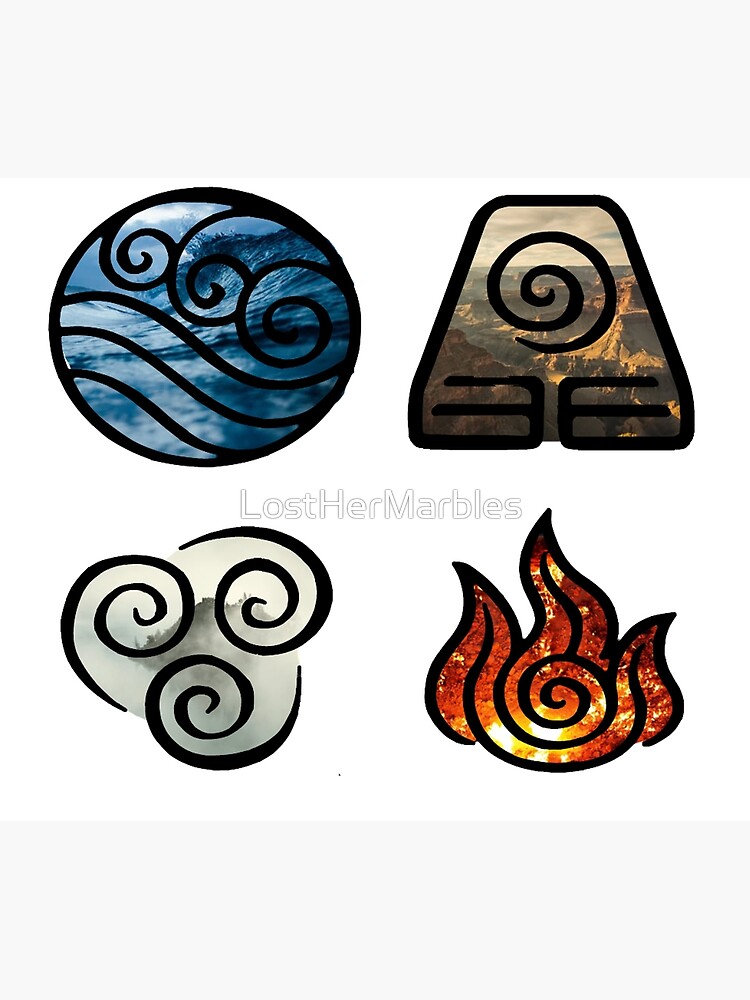 "Avatar the Last Airbender Element Symbols" Art Print by LostHerMarbles ...
