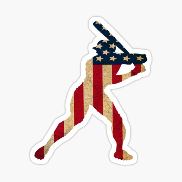 "Vintage Baseball Team Player Sport Fan US Flag" Sticker for Sale by ...