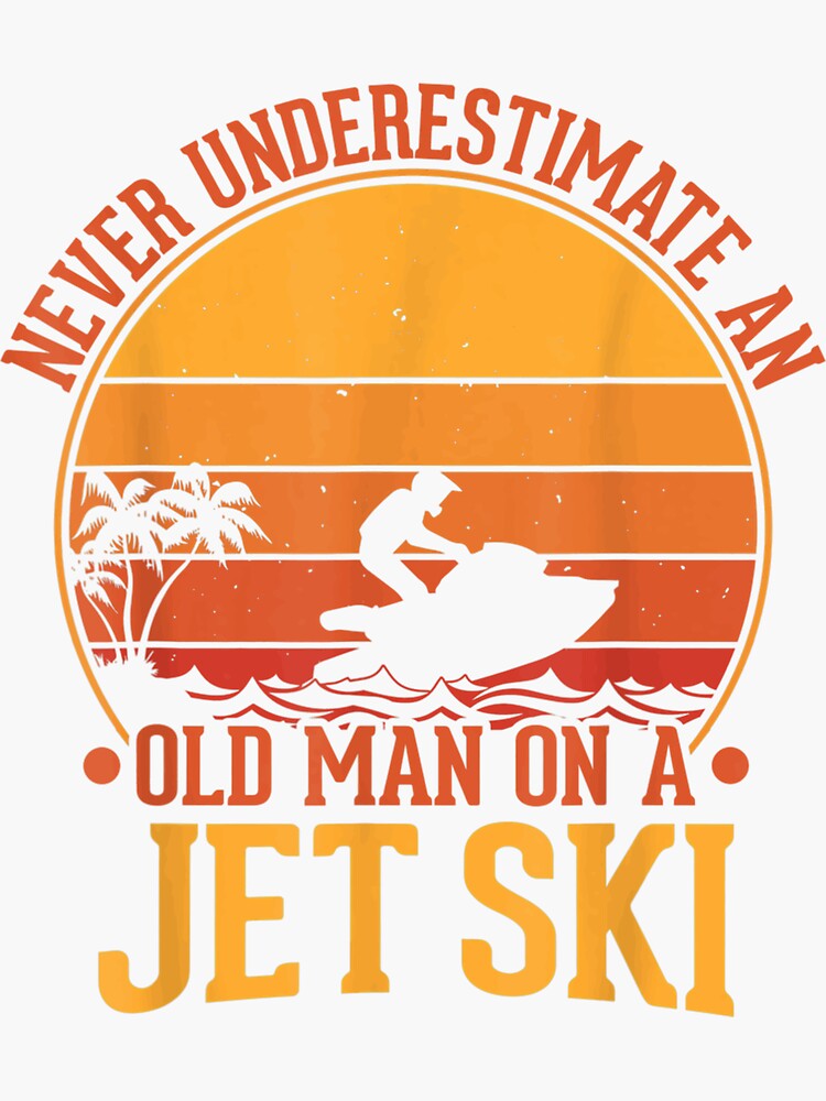 "Vintage Water Jet Ski Fun Beach for Men, Retro Jet Ski " Sticker for ...