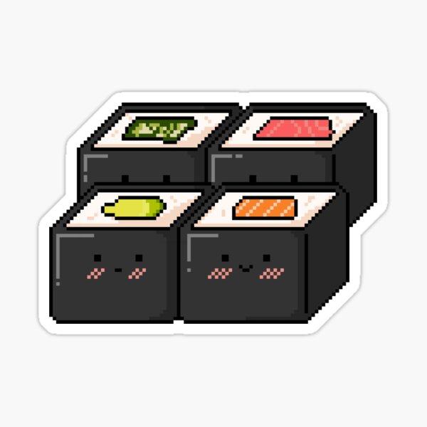 "Cute sushi maki pixel" Sticker for Sale by Hachi46 | Redbubble