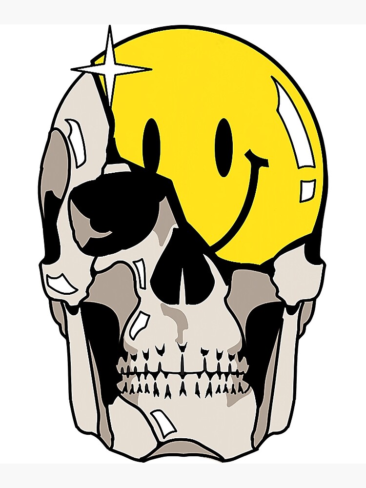 "Smiley Face Skull Day Of The Dead Cool Bone Head Smiley Face " Art Print for Sale by HuangFengg ...