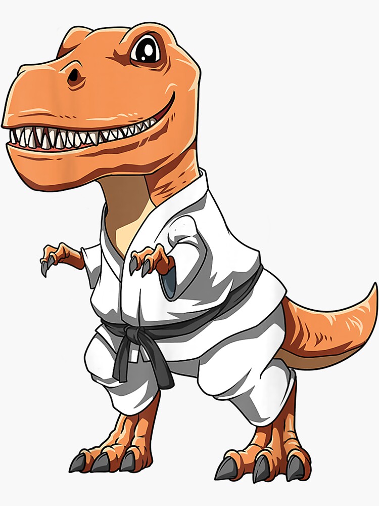 "Jiu Jitsu Dinosaur Karate T-Rex Martial Arts Dino Taekwondo" Sticker ...