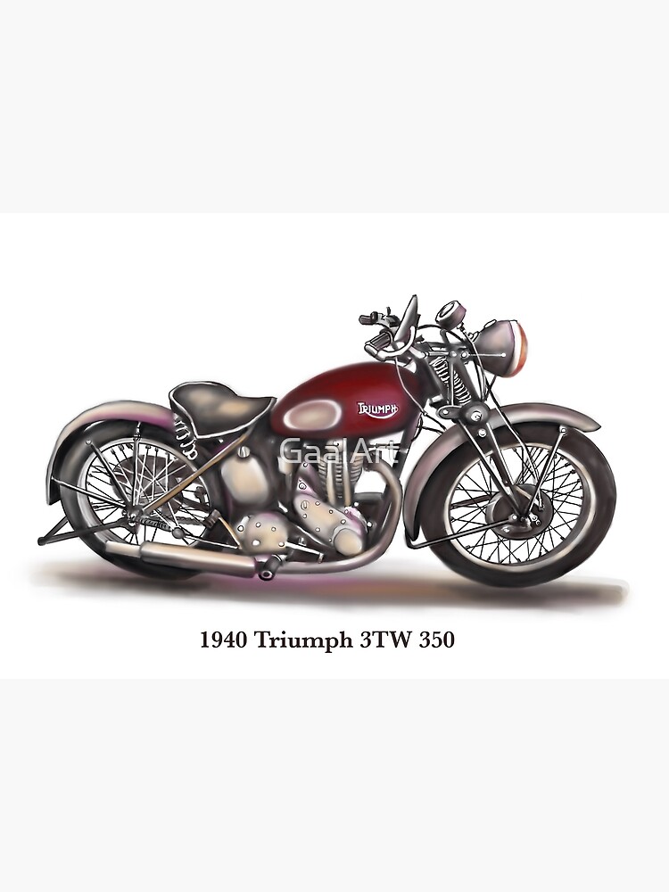 "Drawing Vintage Classic Motorbike Triumph 3TW 350" Art Print for Sale ...