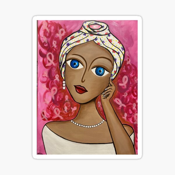 "Pink ribbon lady " Sticker for Sale by Needa-art | Redbubble