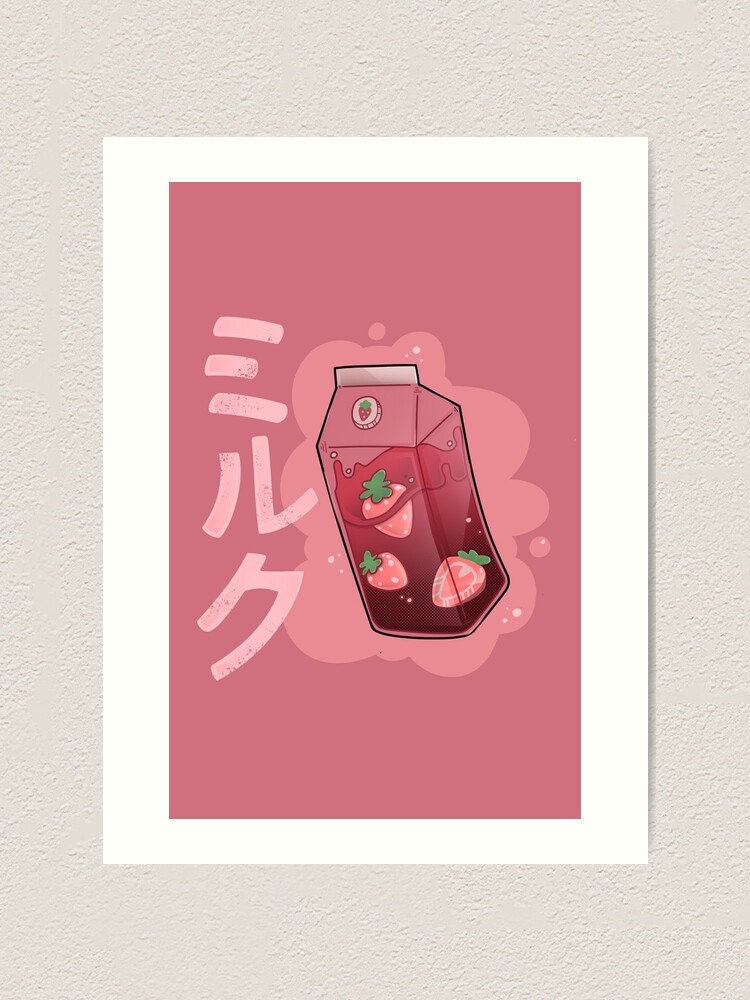 "Pink Strawberry Milk, Strawberry, Kawaii, Pink Design, Strawberry Cow ...